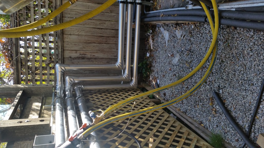 Chiller piping installed outside with hook up to Fermenters - A&D ...