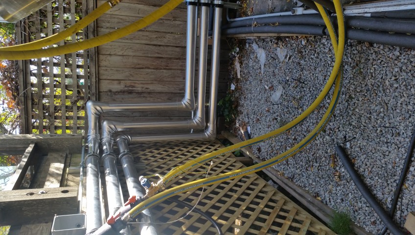 Chiller piping installed outside with hook up to Fermenters - A&D ...